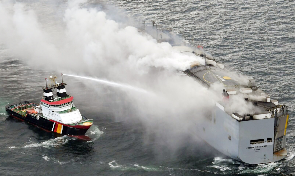 News: Ship carrying BMWs and Mercedes still ablaze off Dutch coast for ...